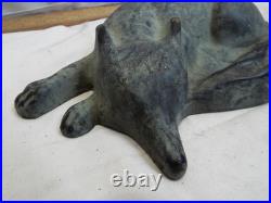 1993 Verdigris Cast Iron Winterthur Sleeping Fox Doorstop Virginia ...